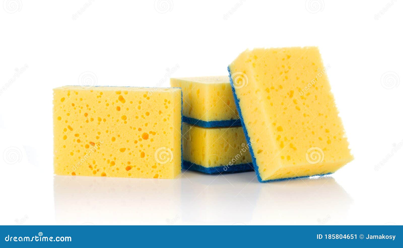 Group of Yellow Sponges for Cleaning Ware Isolated on White Background ...
