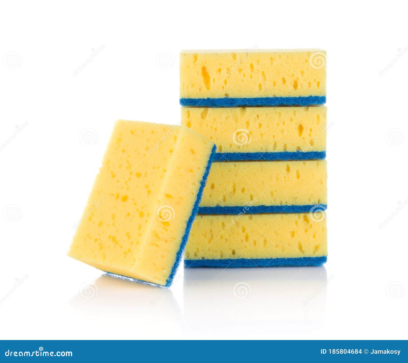 Group of Yellow Sponges for Cleaning Ware Isolated on White Background ...