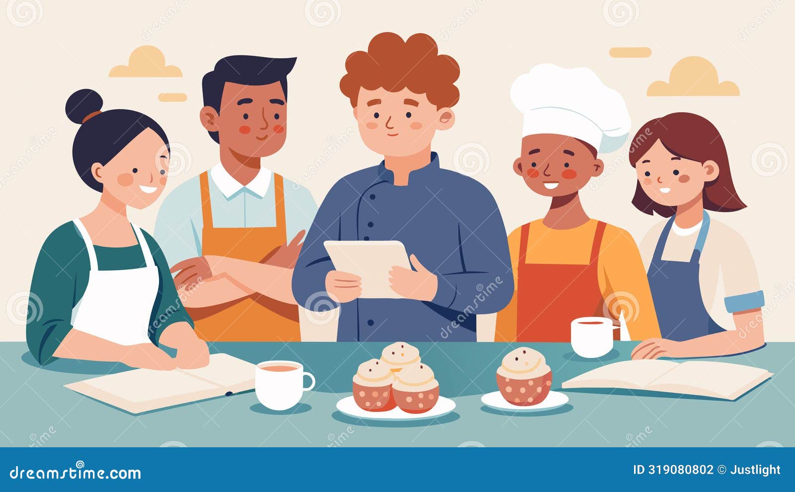 A Group of Young Adults Eagerly Take Notes As a Senior Chef Teaches ...