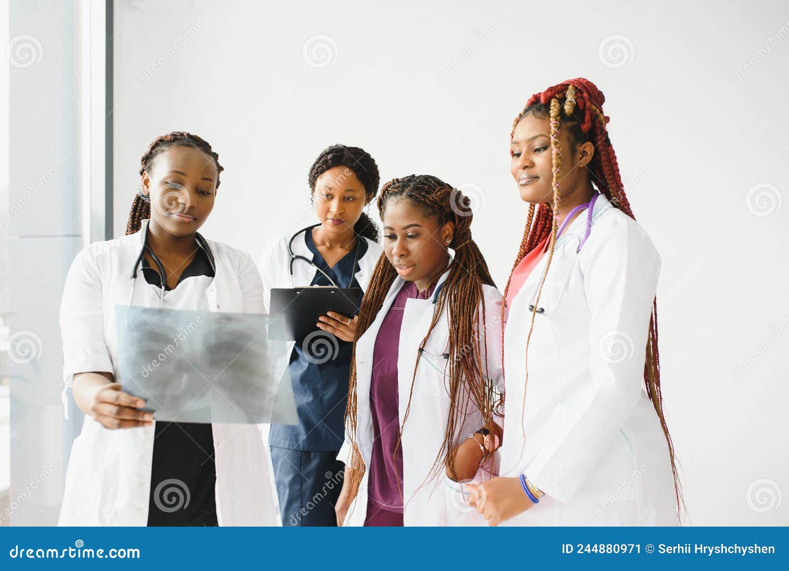 Group of Young African Medical Workers on White Background. Stock Image ...