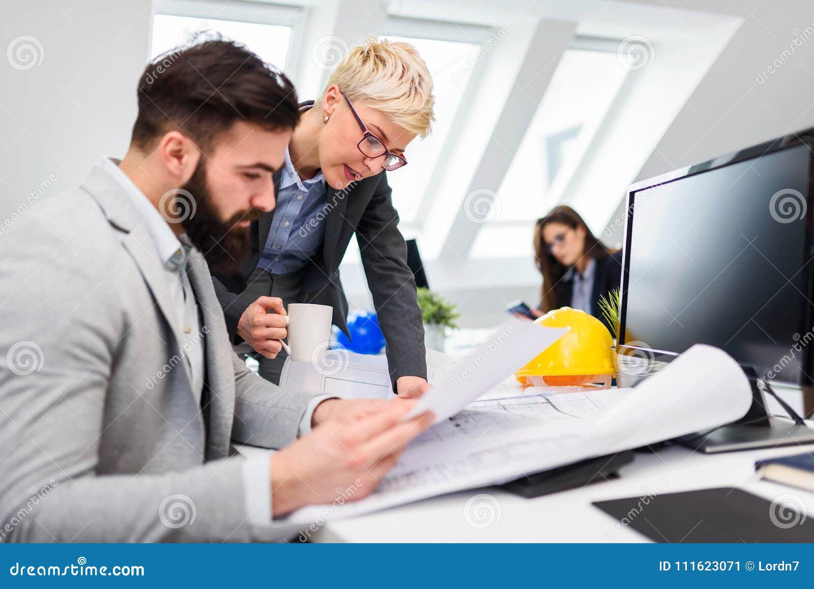 Group of Young Architects Working at Their Office Studio Stock Image ...