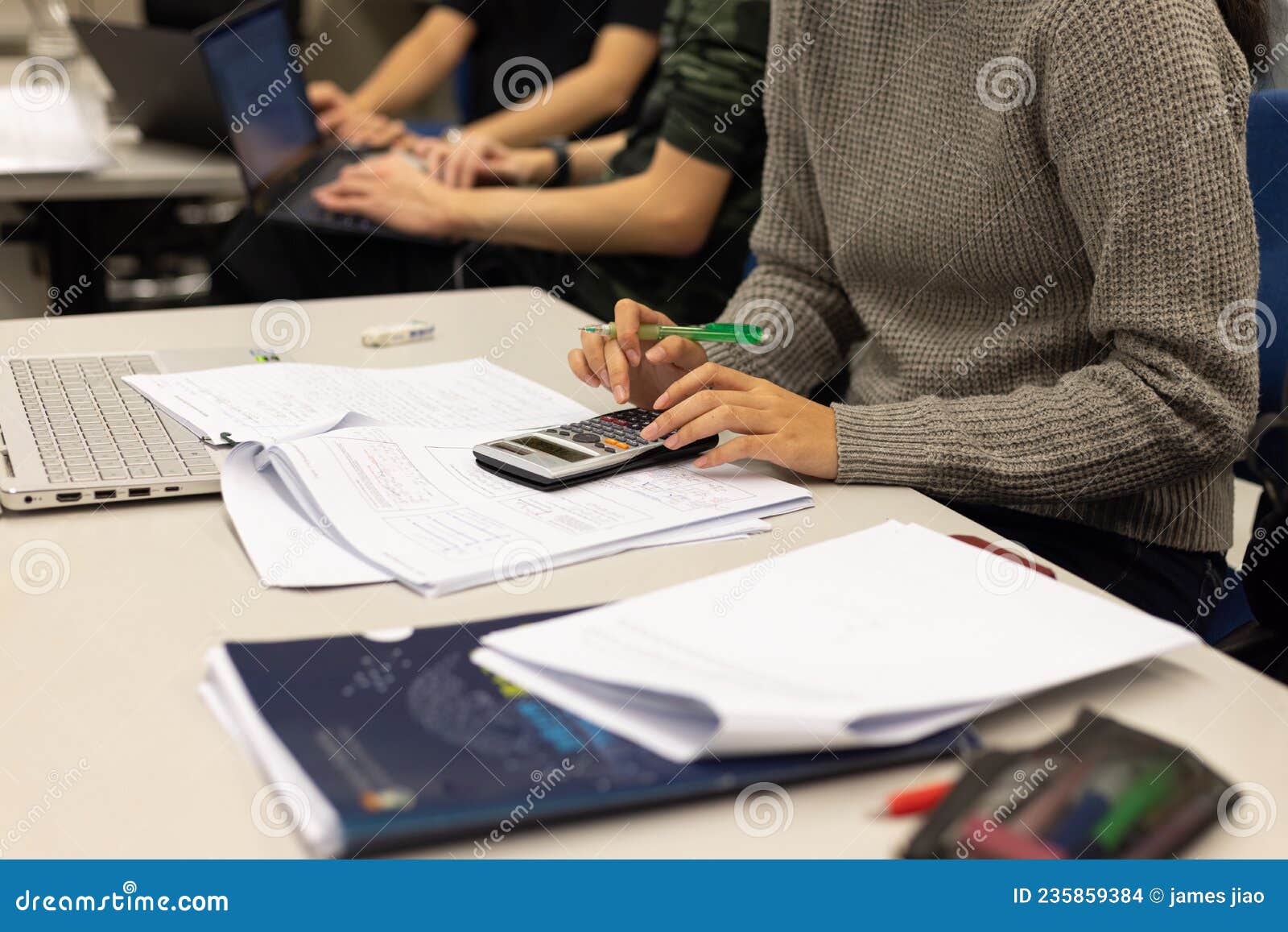 Group Young Asia Lady Student Work on Assignment, Course Work ...