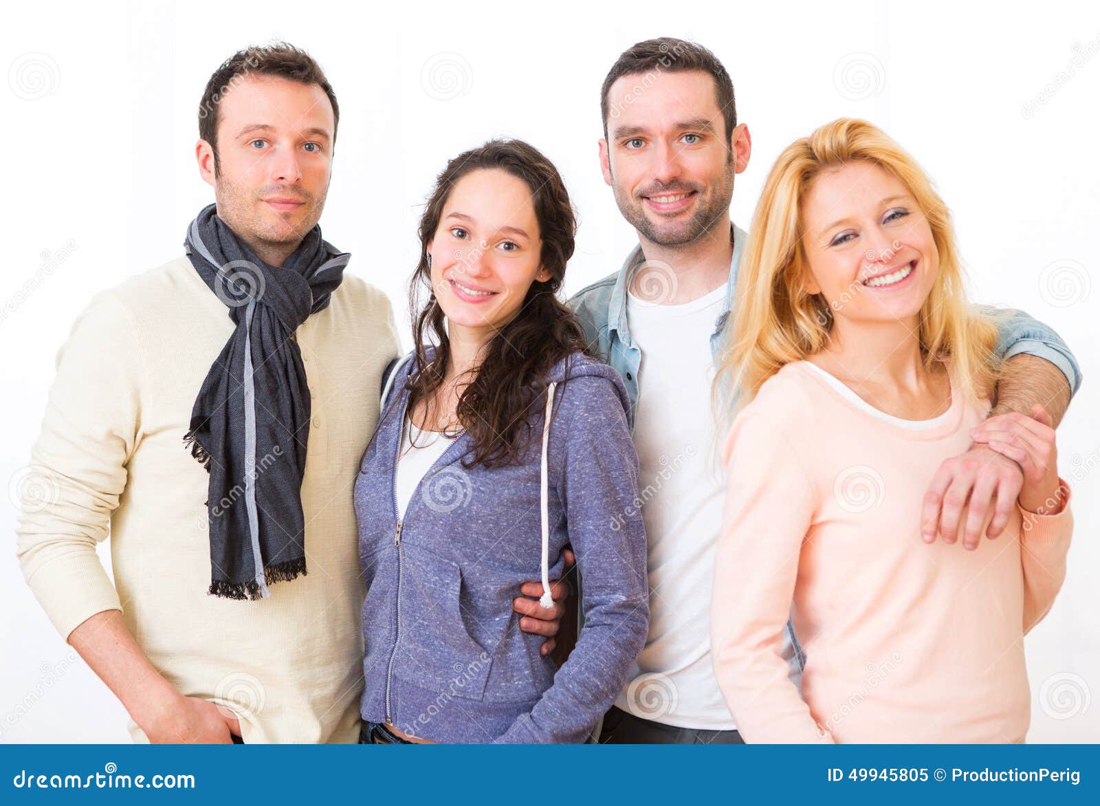 Group Of 4 Young Attractive People On A White Background Royalty-Free ...