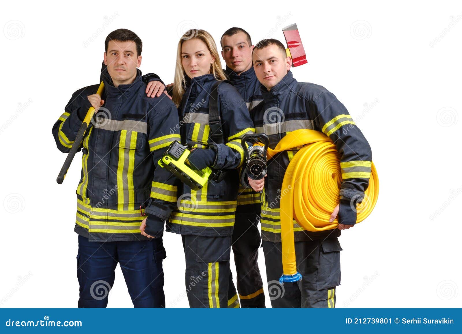 Group of Young Brave Firefighters in Uniform Isolated Stock Image ...