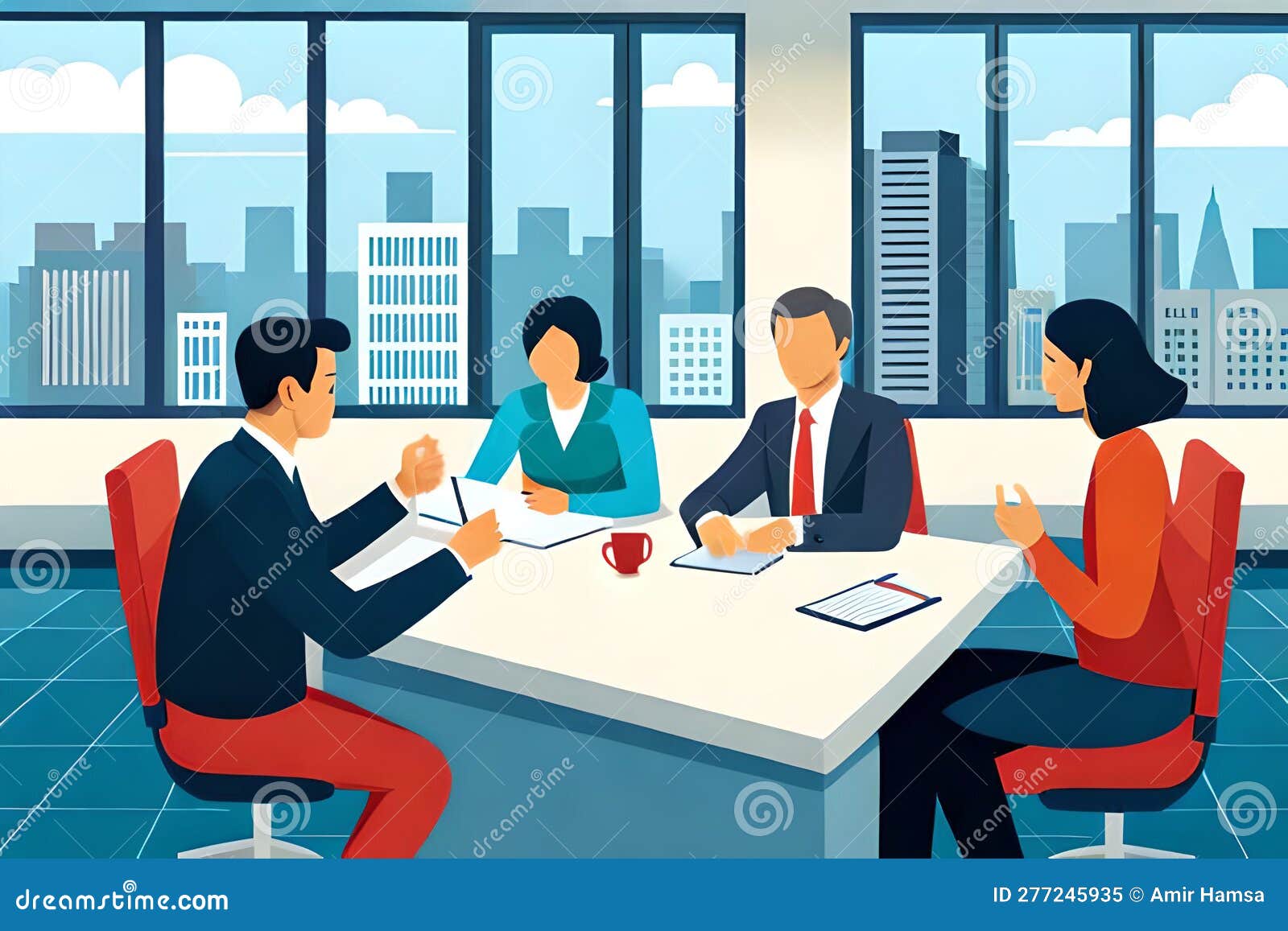 Group of Young Business People Collaborating, Solving Problems ...