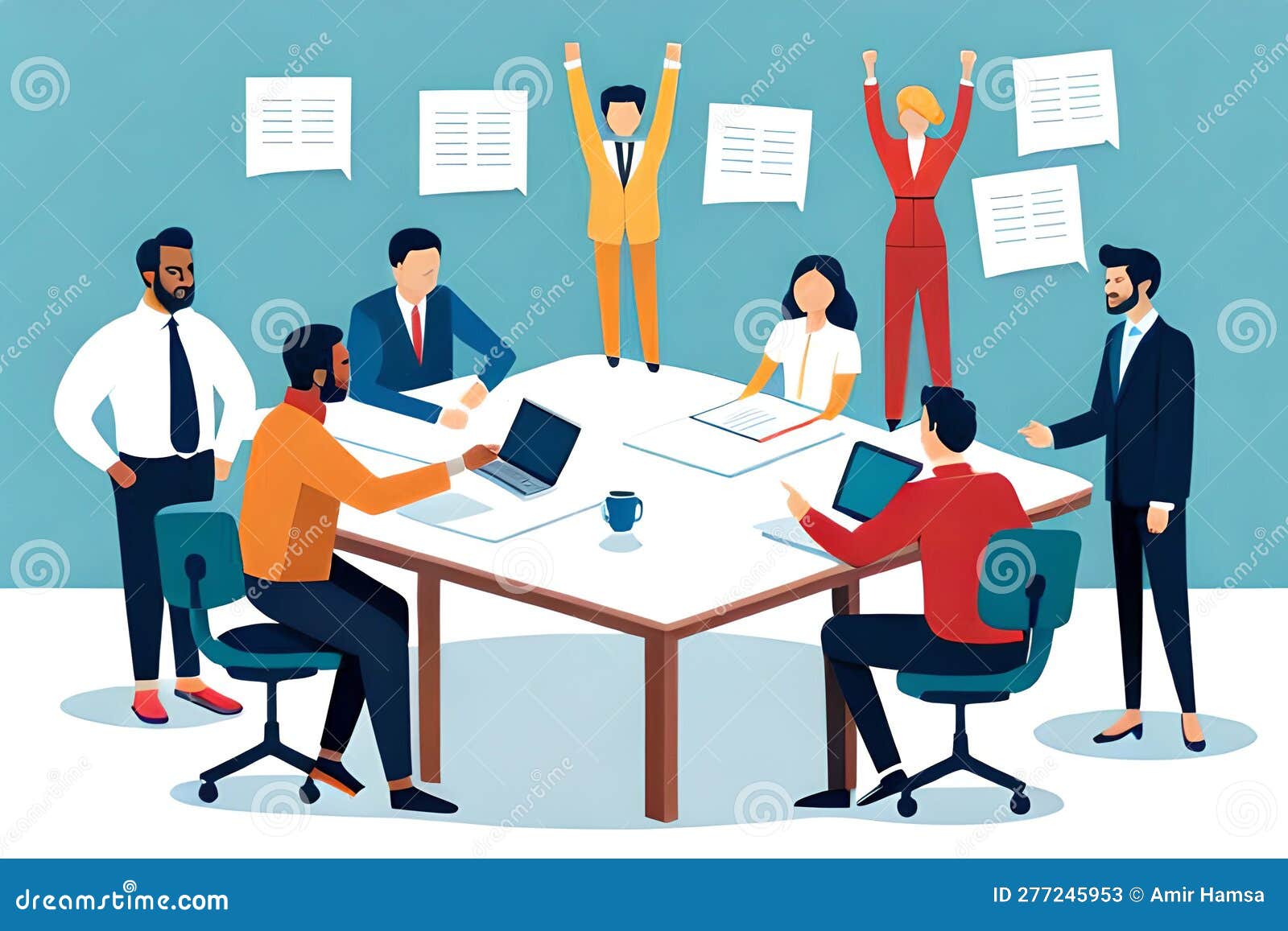 Group of Young Business People Collaborating, Solving Problems ...