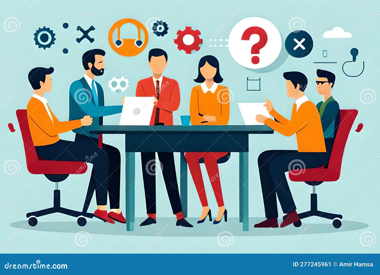 Group of Young Business People Collaborating, Solving Problems ...