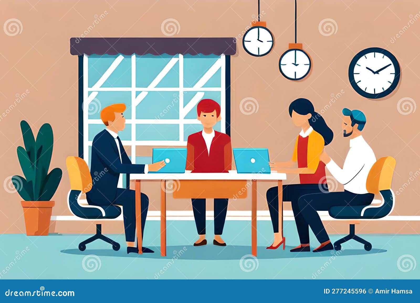 Group of Young Business People Collaborating, Solving Problems ...