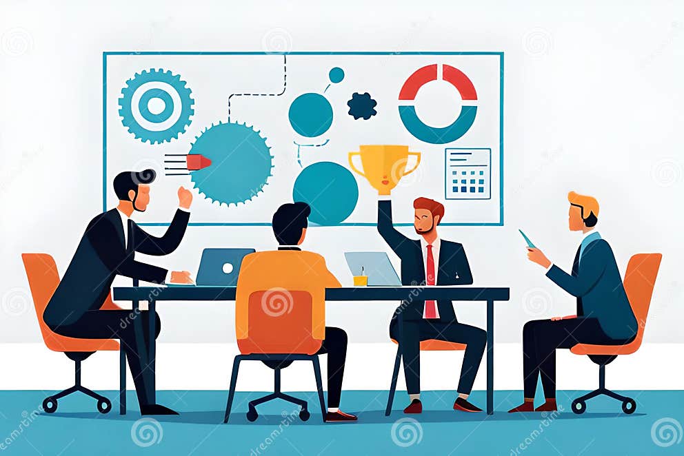 Group of Young Business People Collaborating, Solving Problems ...