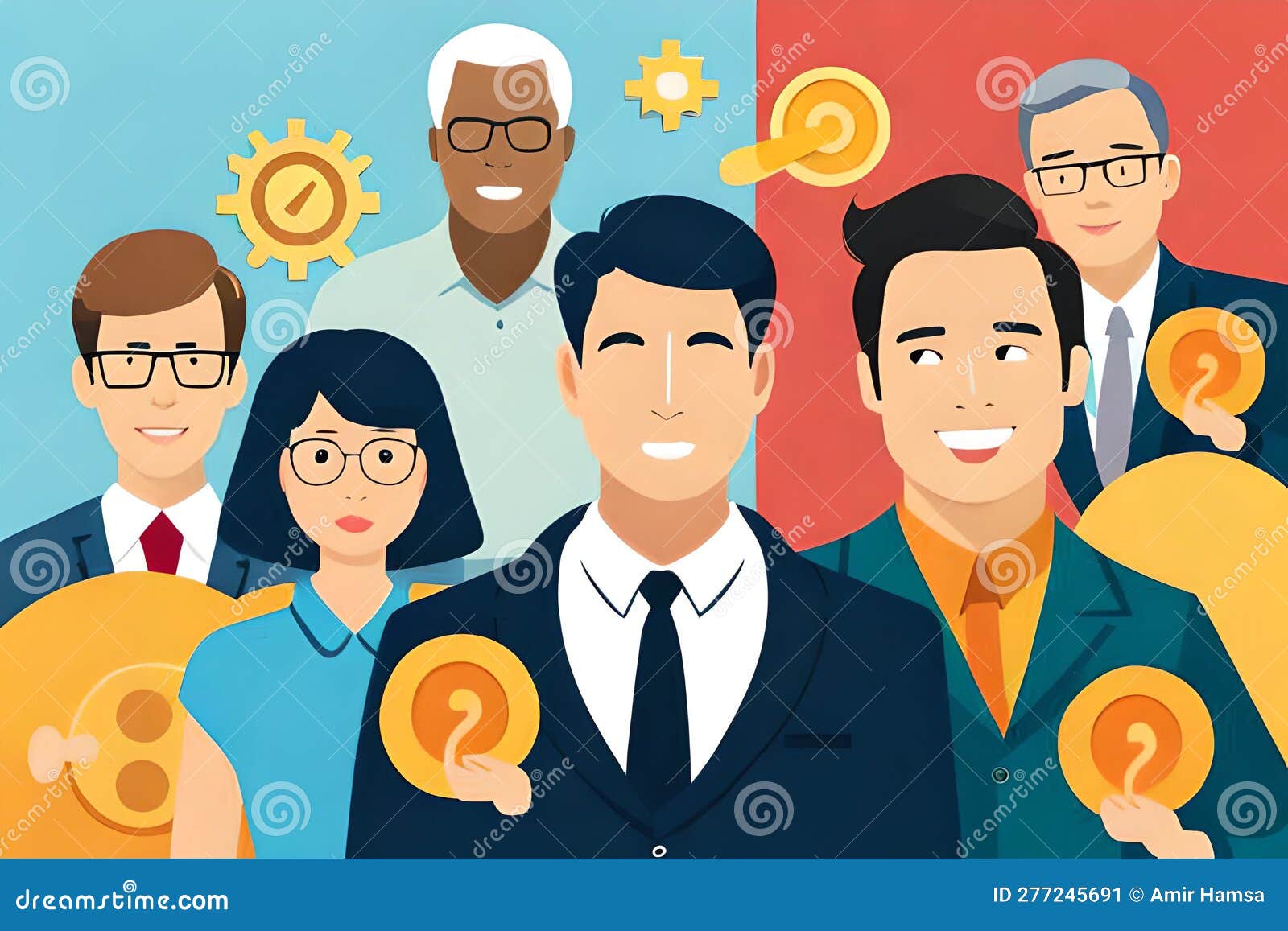 Group of Young Business People Collaborating, Solving Problems ...