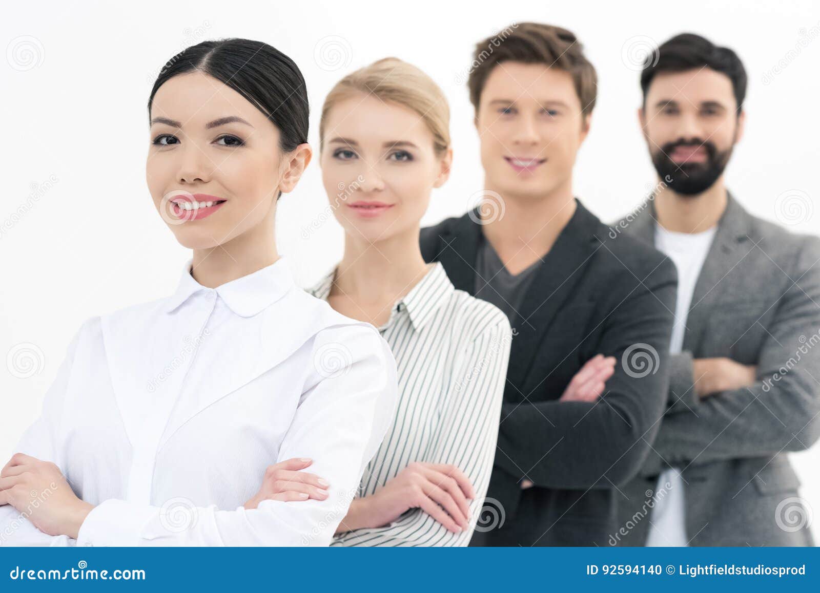 Group of Young Business People Standing in Row Stock Photo - Image of ...