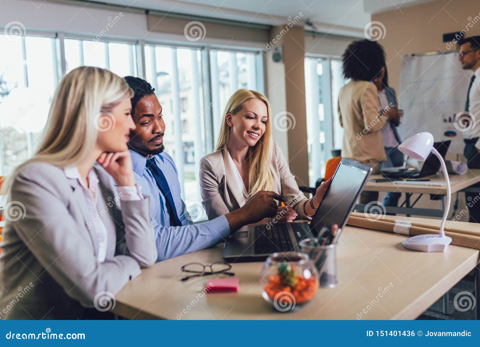 Young Business People Working Together in Creative Office. Selective ...