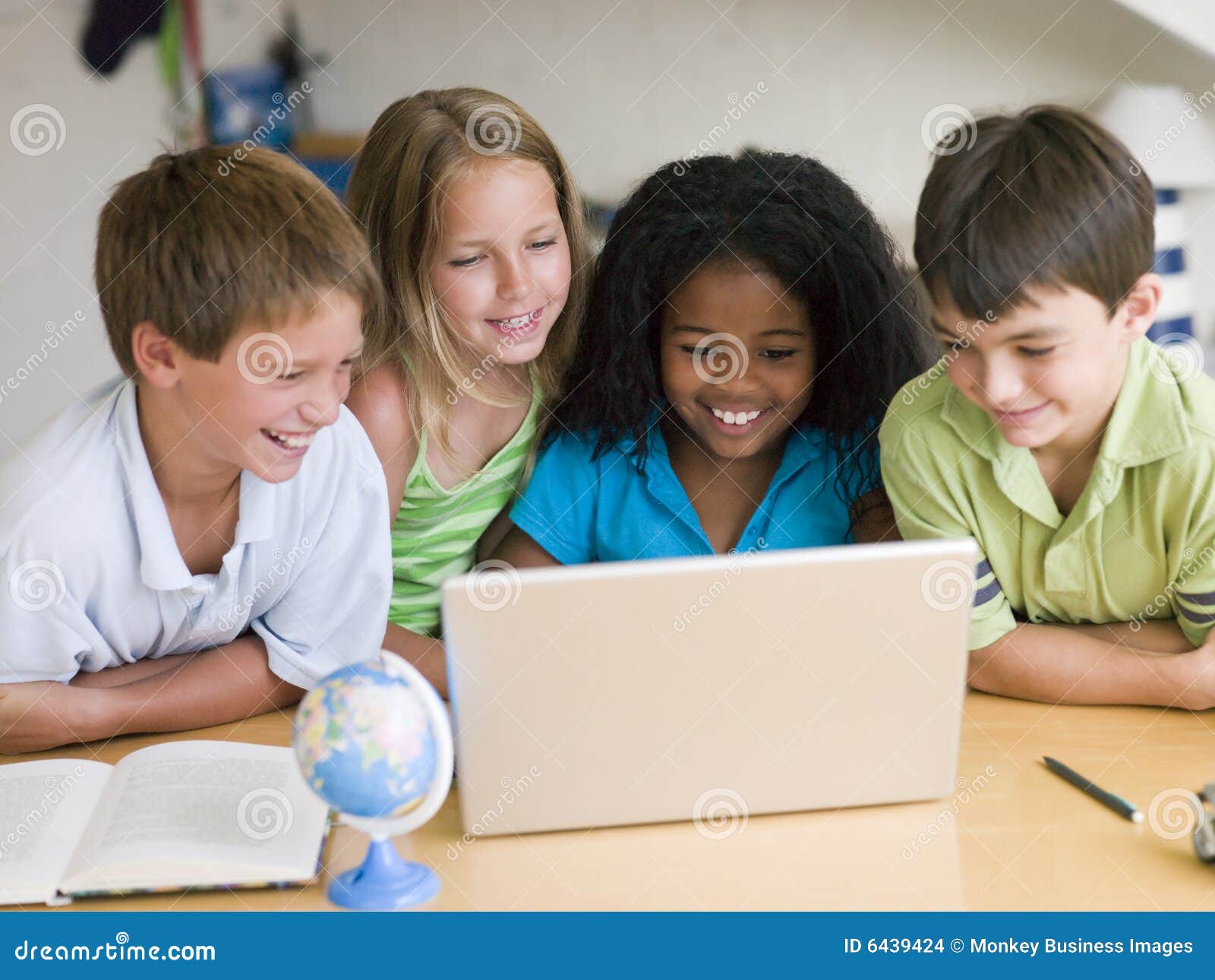 Group of Young Children Doing Their Homework Stock Photo - Image of ...