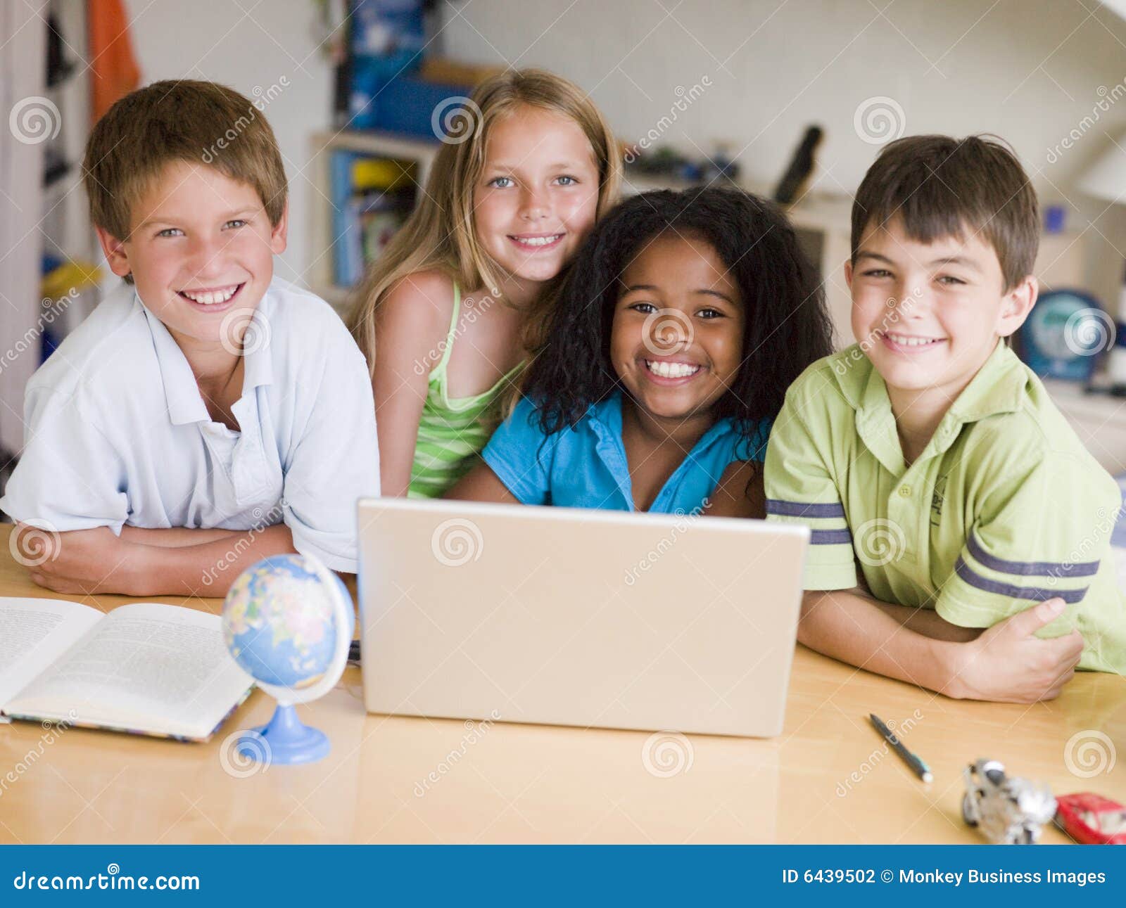 Group of Young Children Doing Their Homework Stock Photo - Image of ...