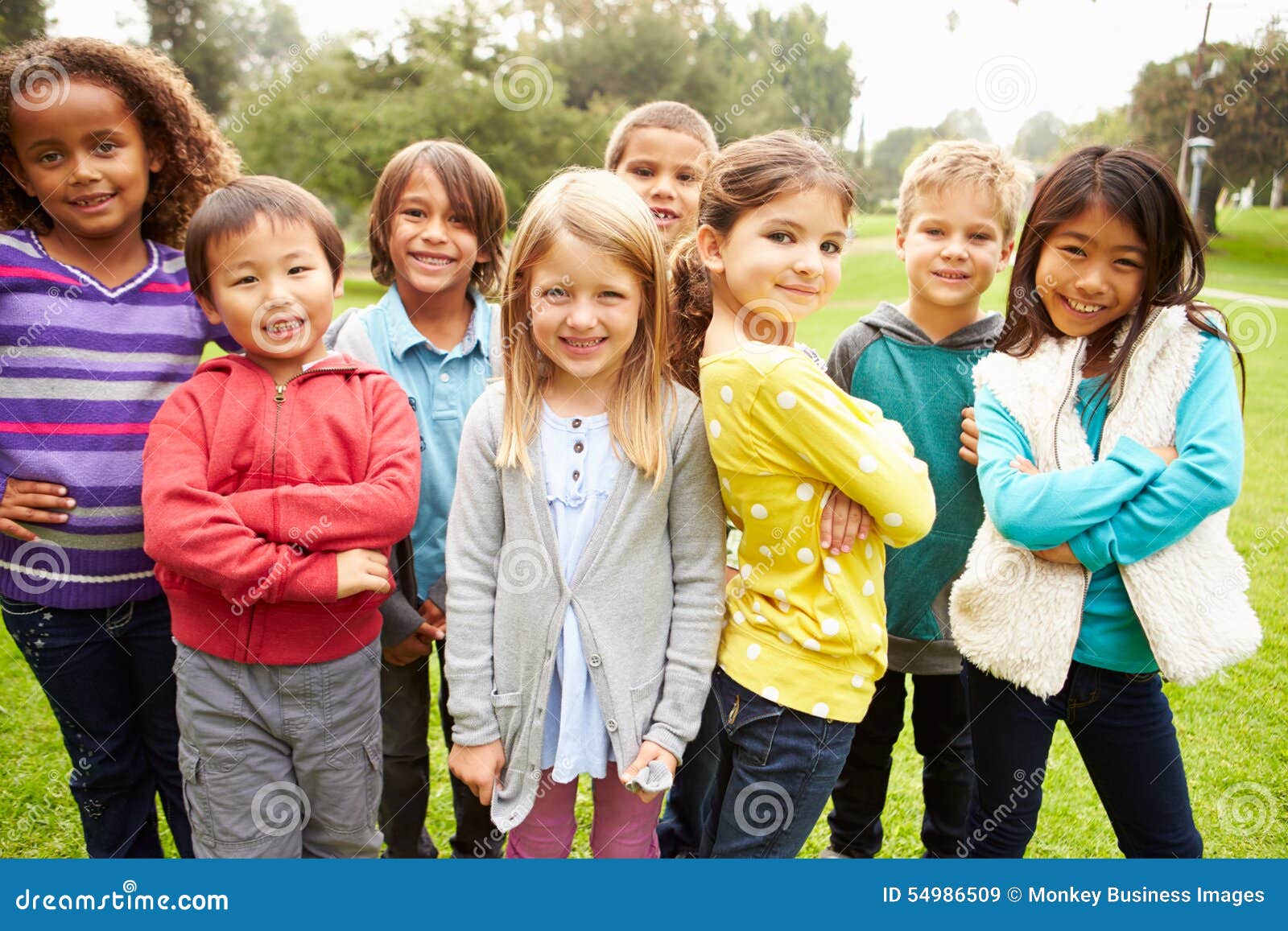 Group of Young Children Hanging Out in Park Stock Image - Image of ...