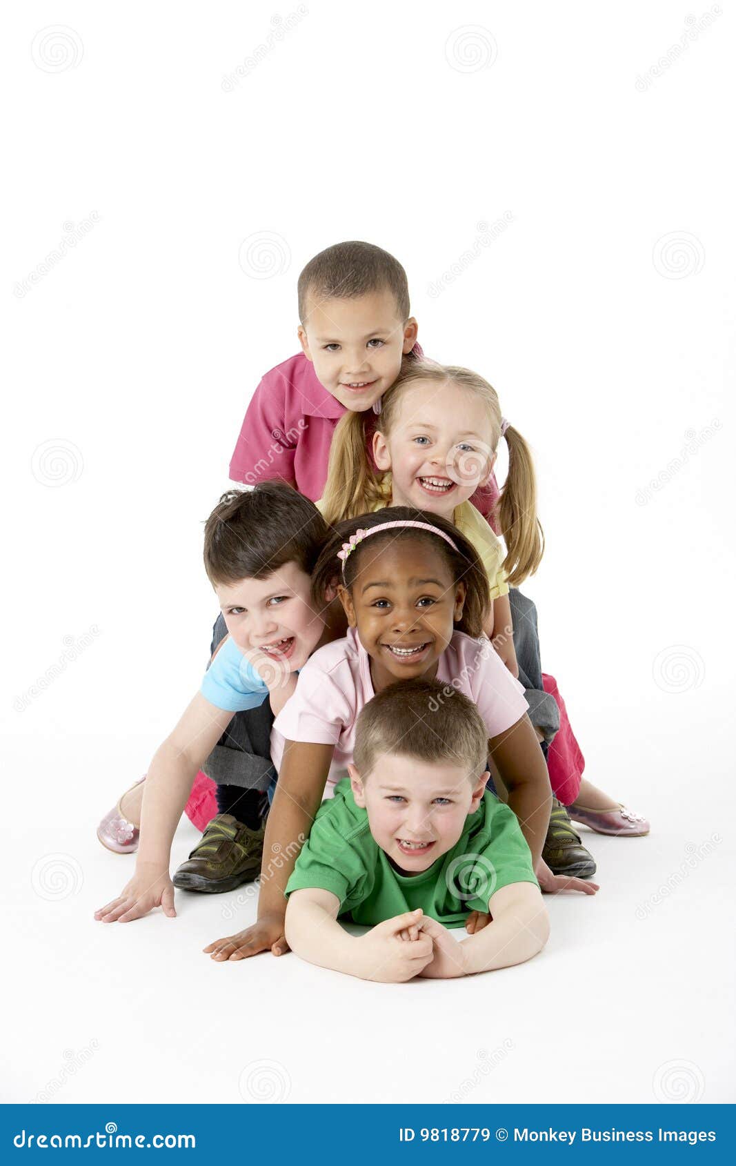 Group of Young Children in Studio Stock Image - Image of happy ...