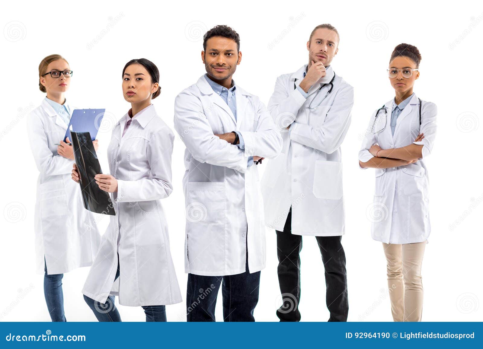 Group of Young Confident Professional Doctors in White Coats Standing ...