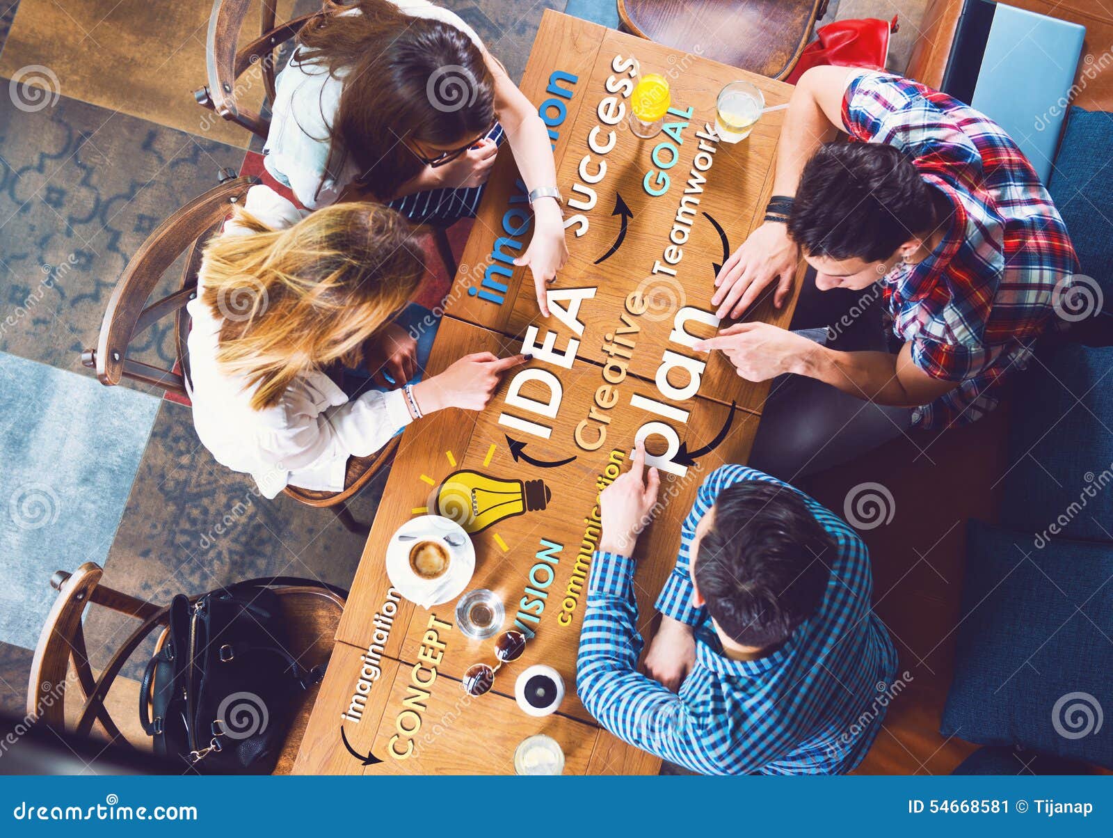 Group of Young and Creative People at the Table, Talking Stock Image ...