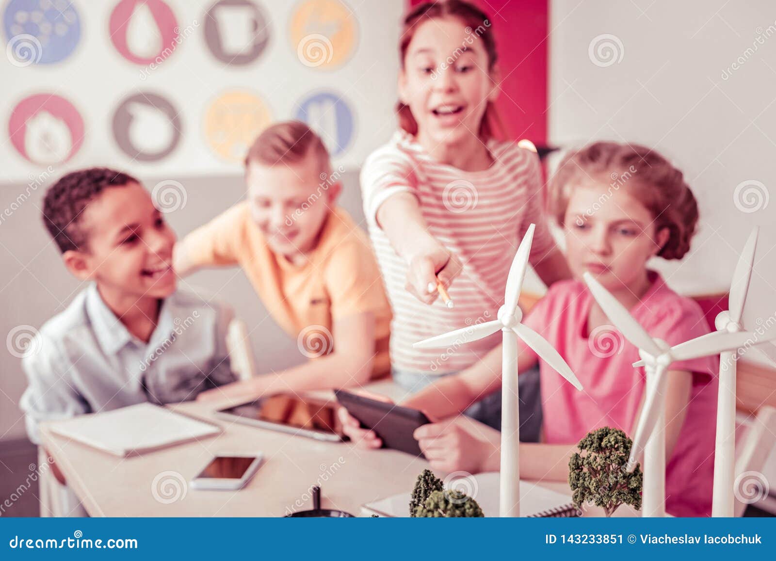 Group of Young Curious Scientist Having Class about Alternative Energy ...