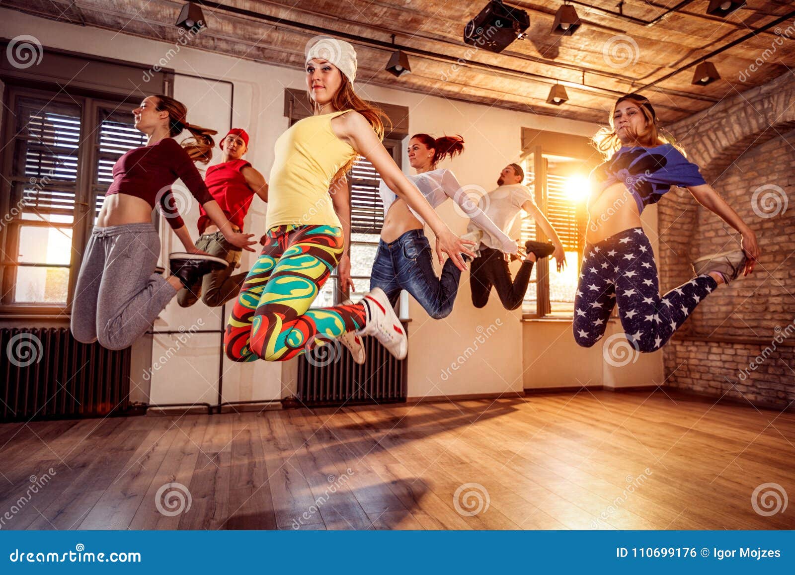 Group of Young Dancer Jumping during Music Stock Photo - Image of ...