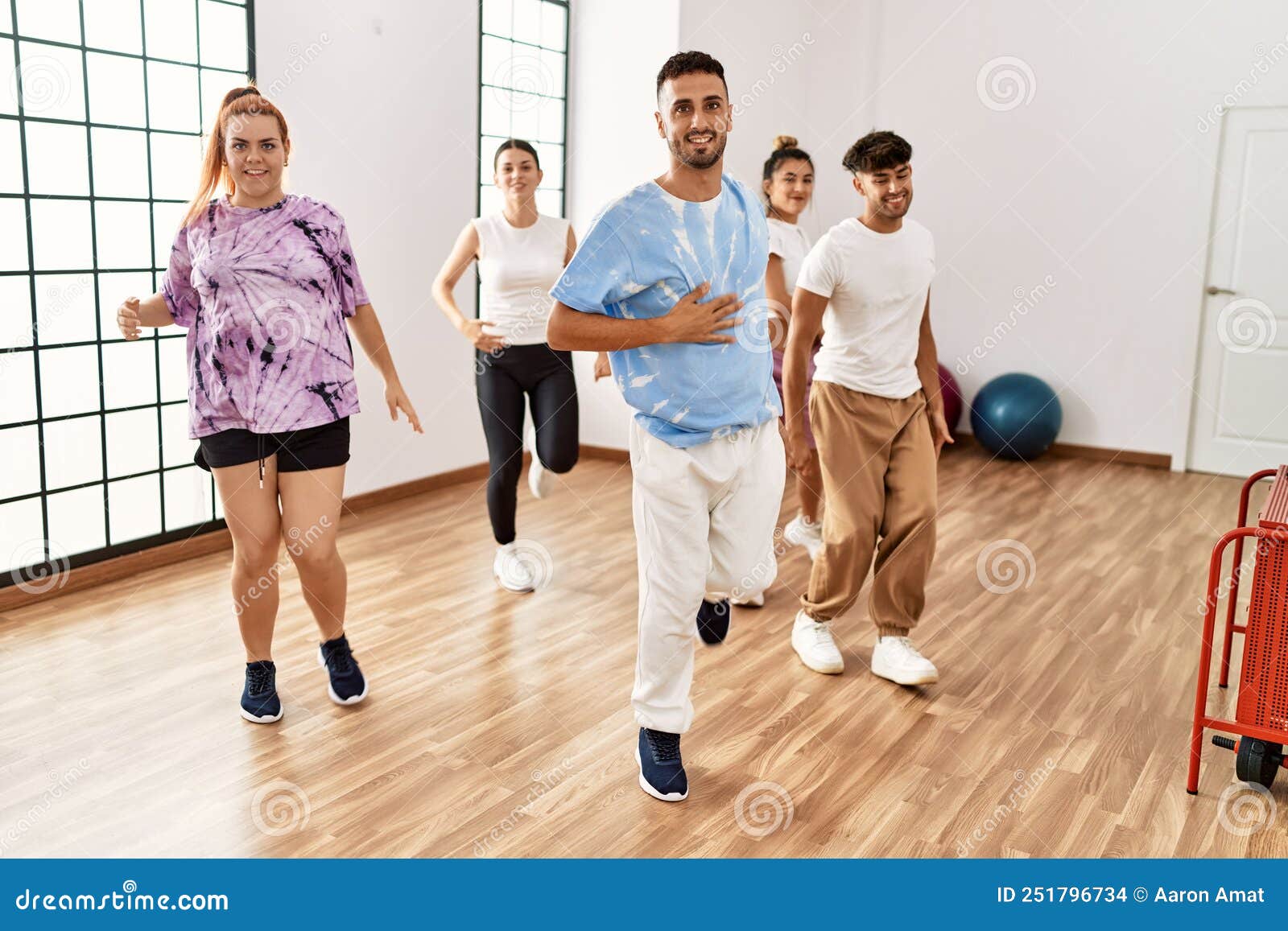Group of Young Dancer Smiling Happy Dancing Choreography at Dance ...