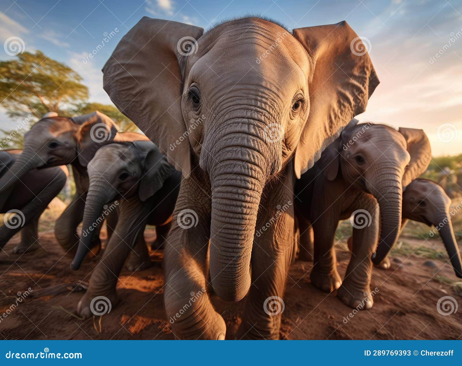 A group of young elephants stock illustration. Illustration of elephant ...