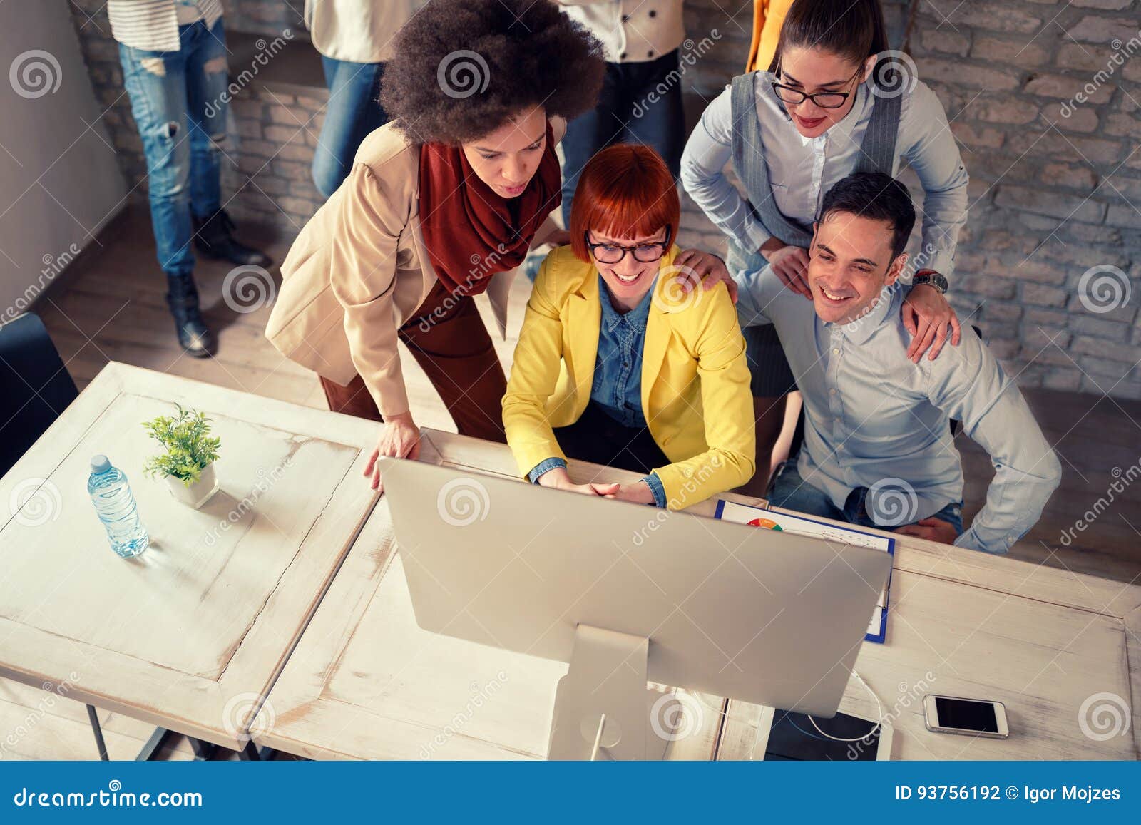 Group of Employees Looking on Computers Screen Stock Photo - Image of ...
