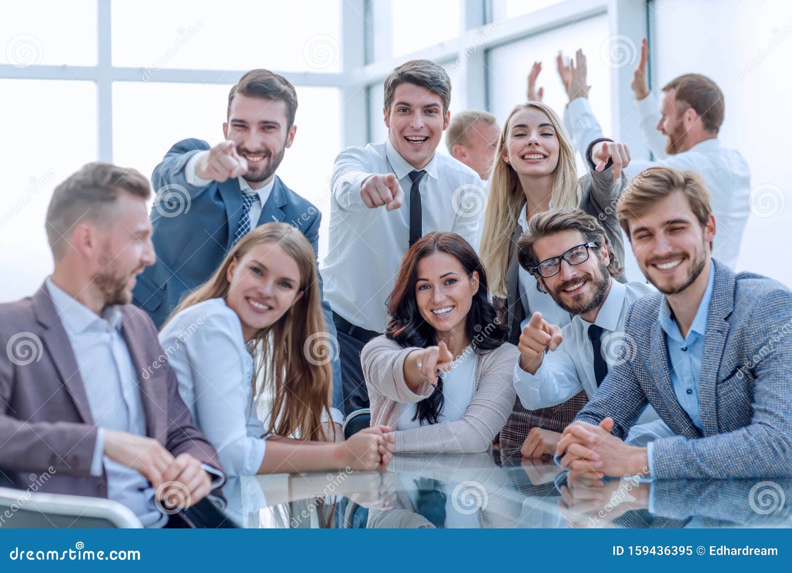 Group of Young Employees are Pointing at You Stock Image - Image of ...