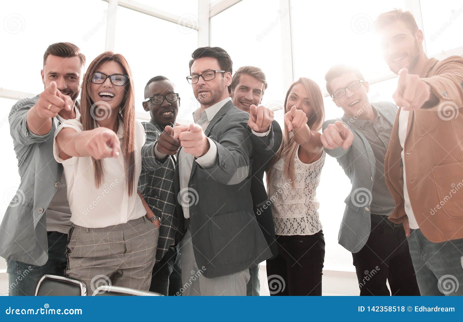 Group of Young Employees Pointing at You Stock Photo - Image of ...