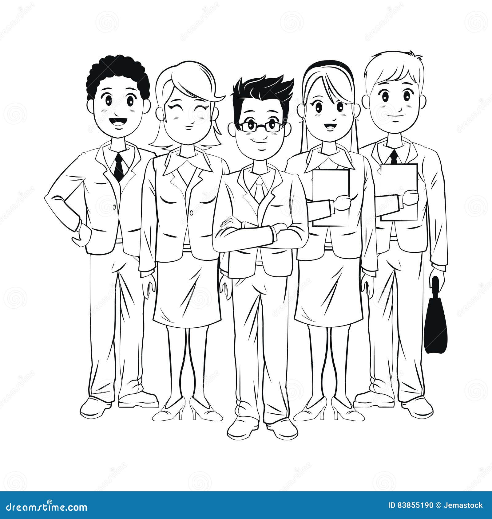 Group Young Employees Team Work Business Stock Vector - Illustration of ...