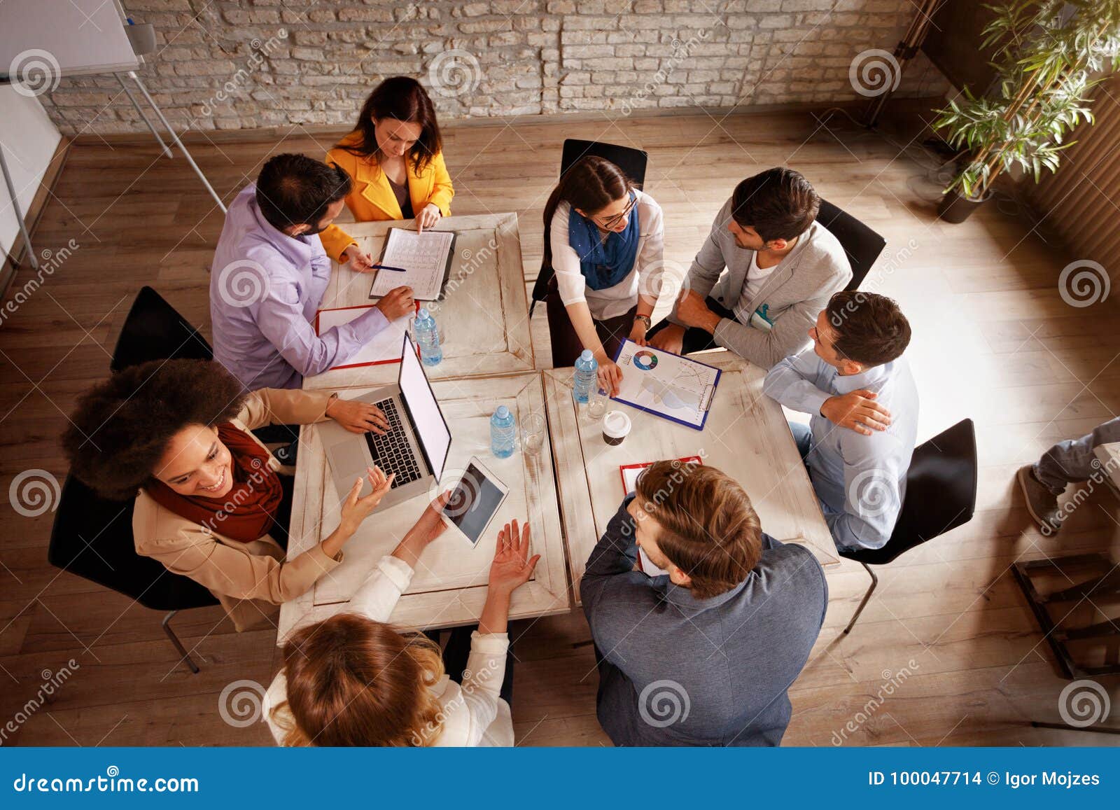 Group of Employees Working in Office, Top View Stock Photo - Image of ...