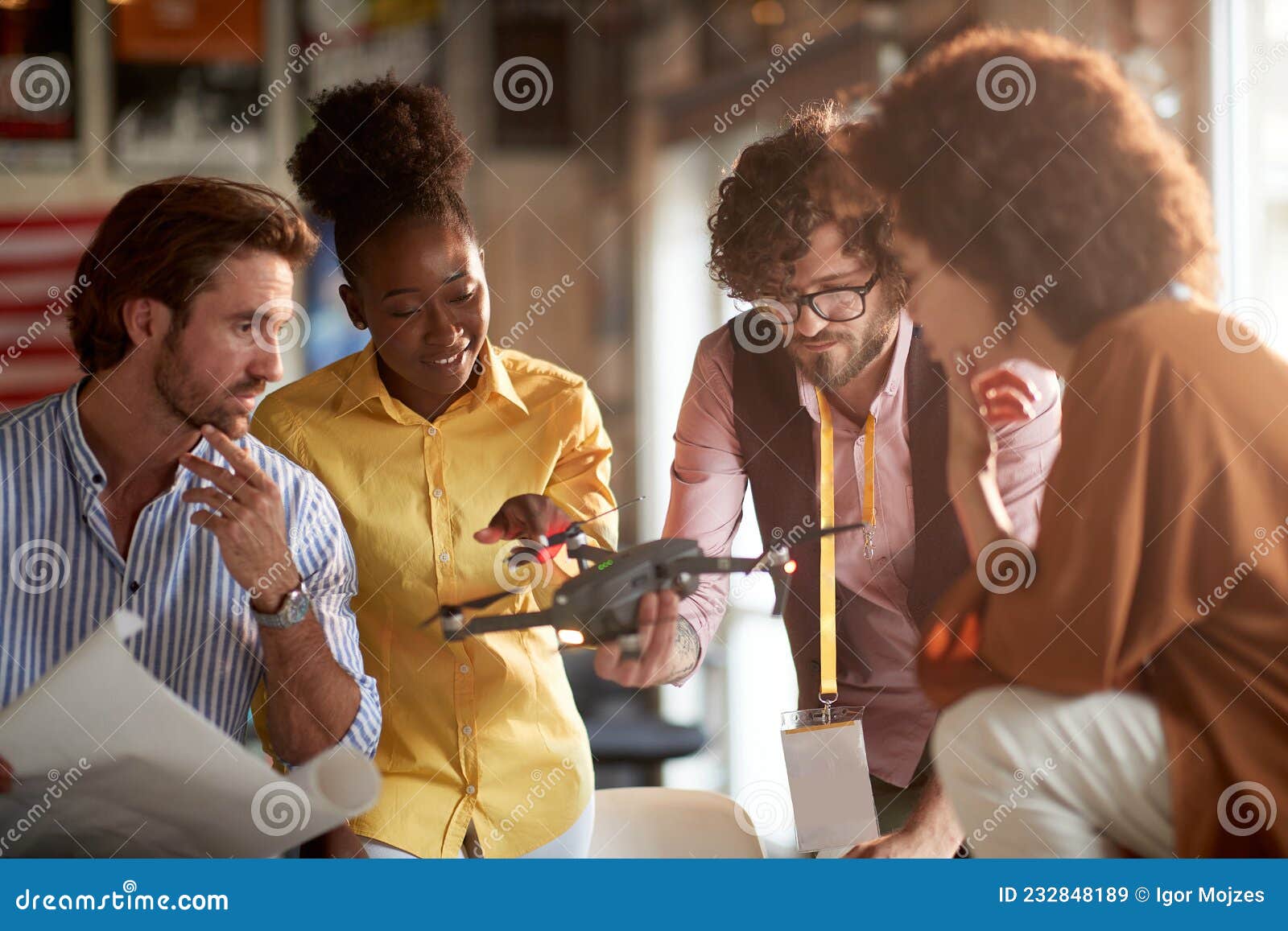 Group of Young Engineers Projecting Together Stock Image - Image of ...