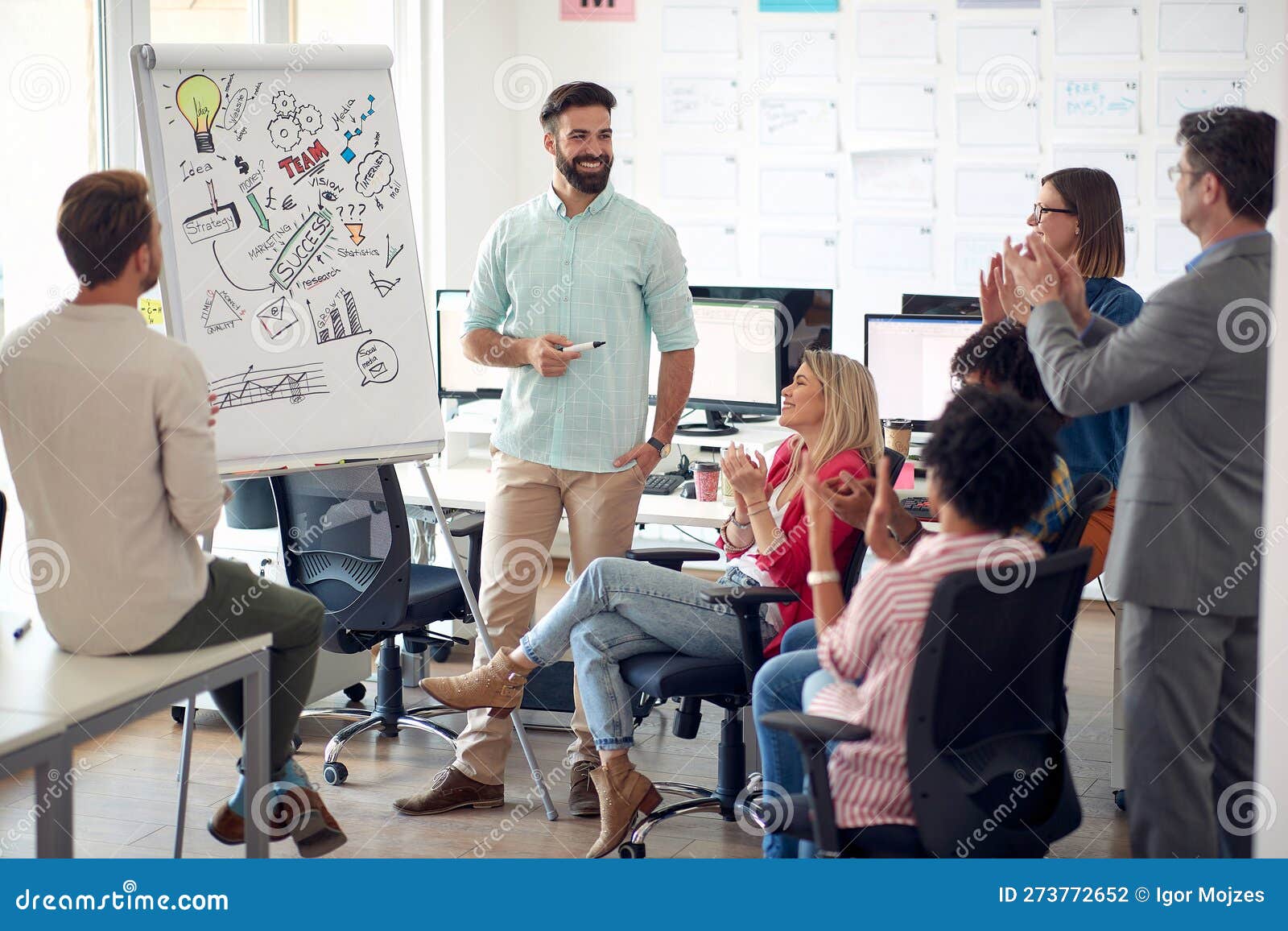 Group of Young Enterprising Employees Brainstorming Together Stock ...