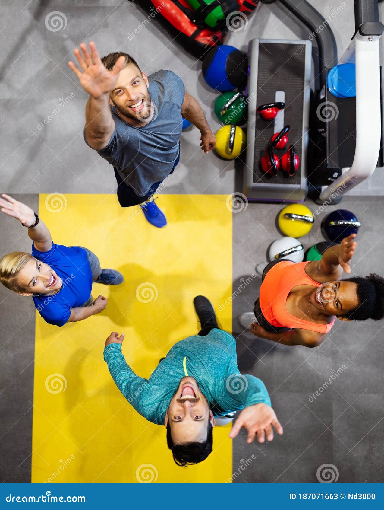 Group of Young Friends People Doing Exercises in Gym Stock Image ...