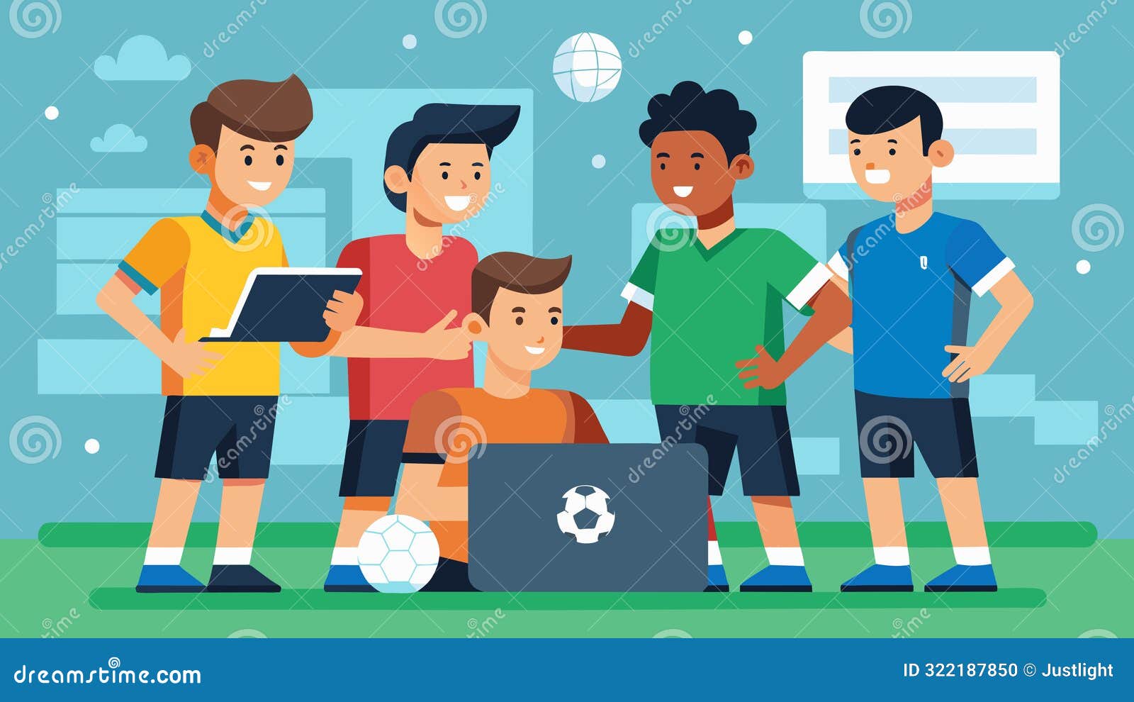 A Group of Young Football Players Virtually Competing in a Game ...