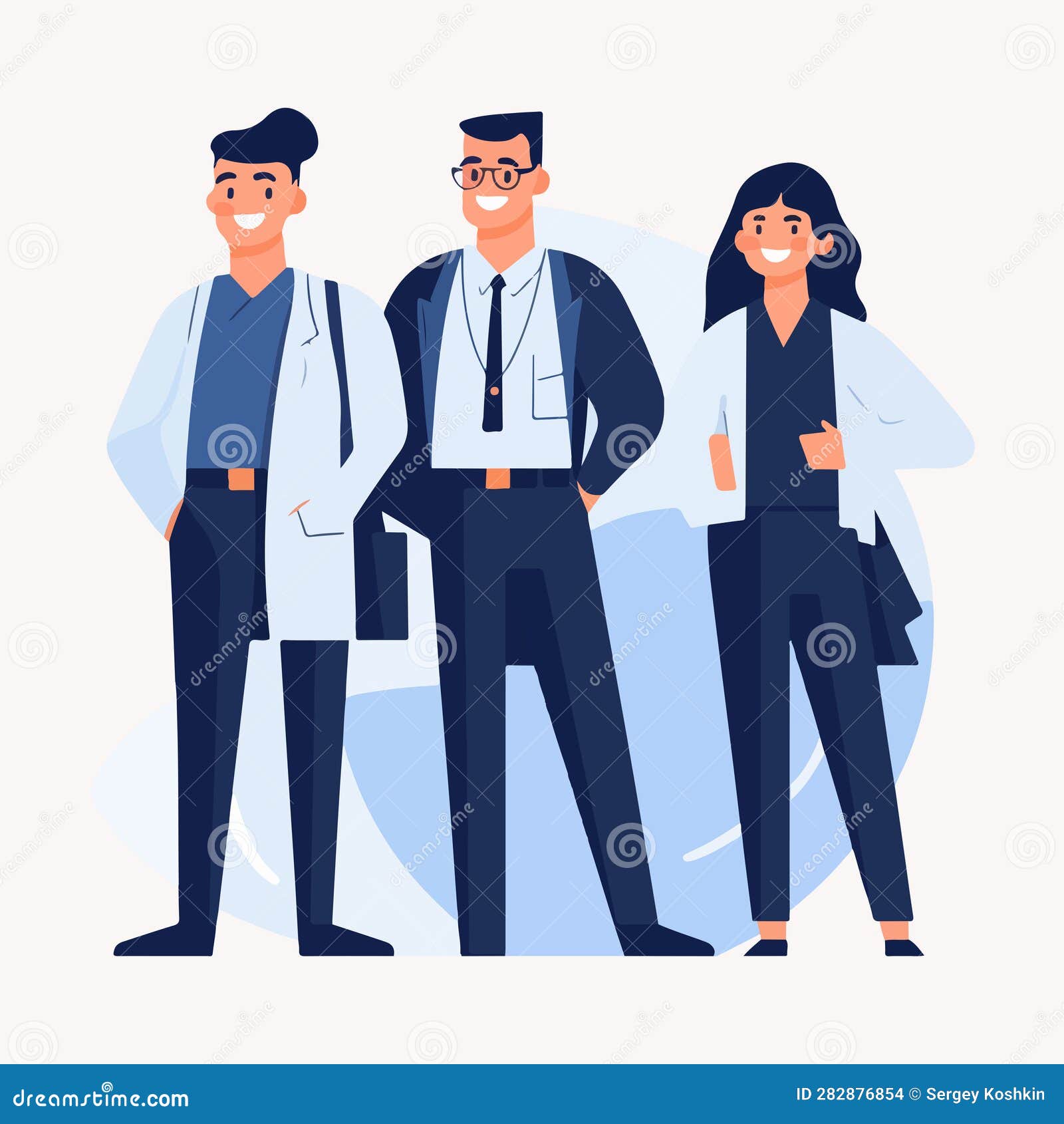 Group of Young Friendly People. Man and Woman Professionals Vector ...