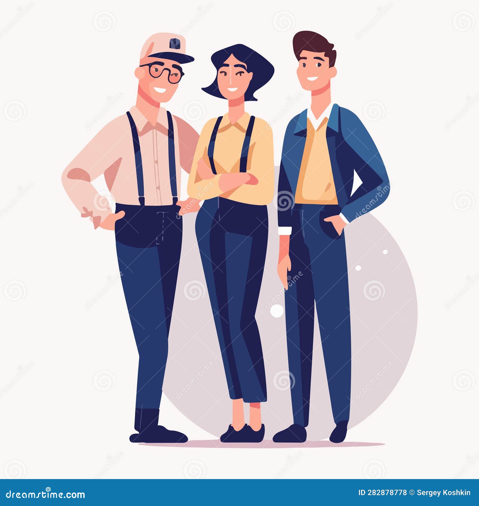 Group of Young Friendly People. Man and Woman Professionals Vector ...