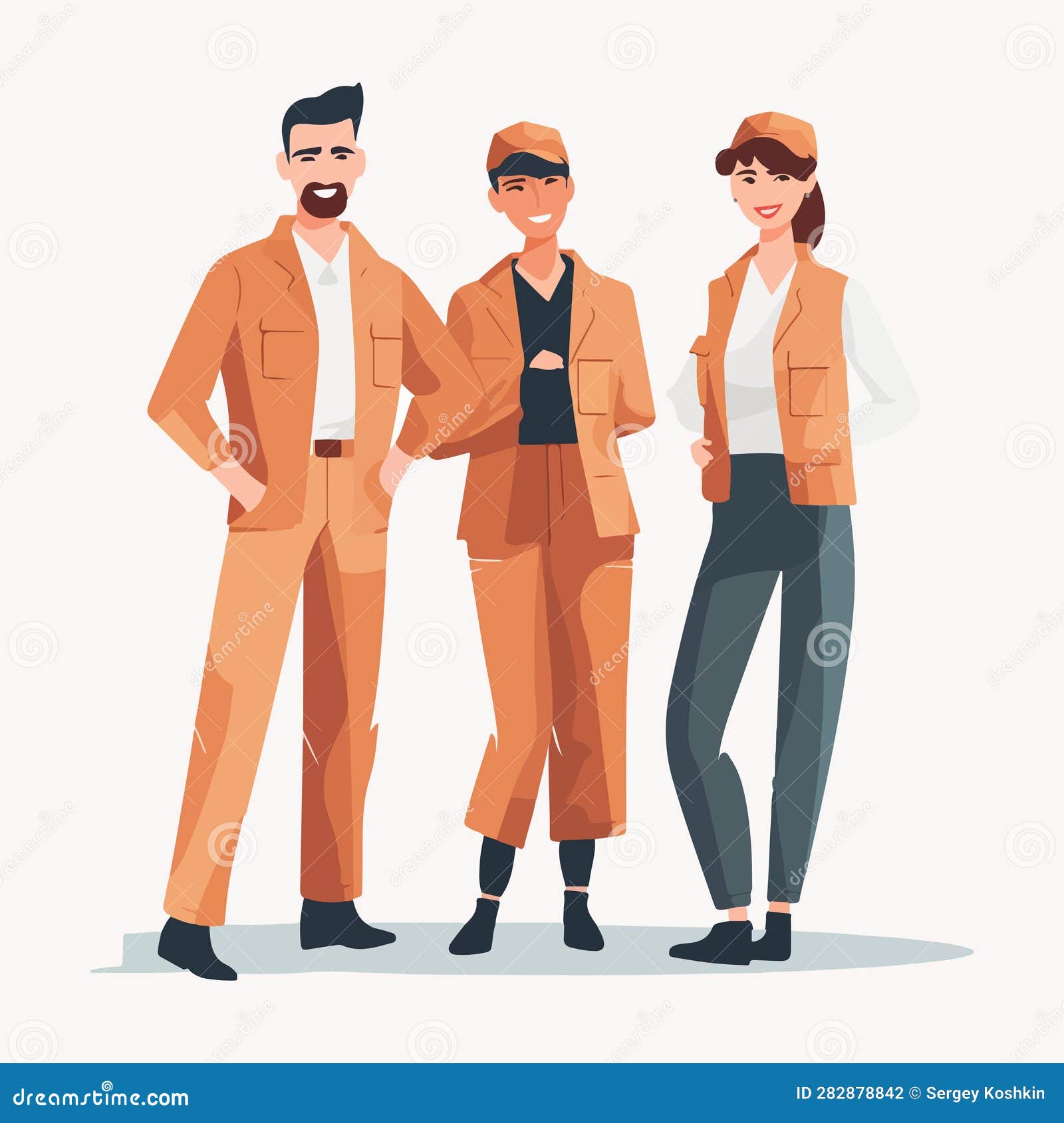Group of Young Friendly People. Man and Woman Professionals Vector ...