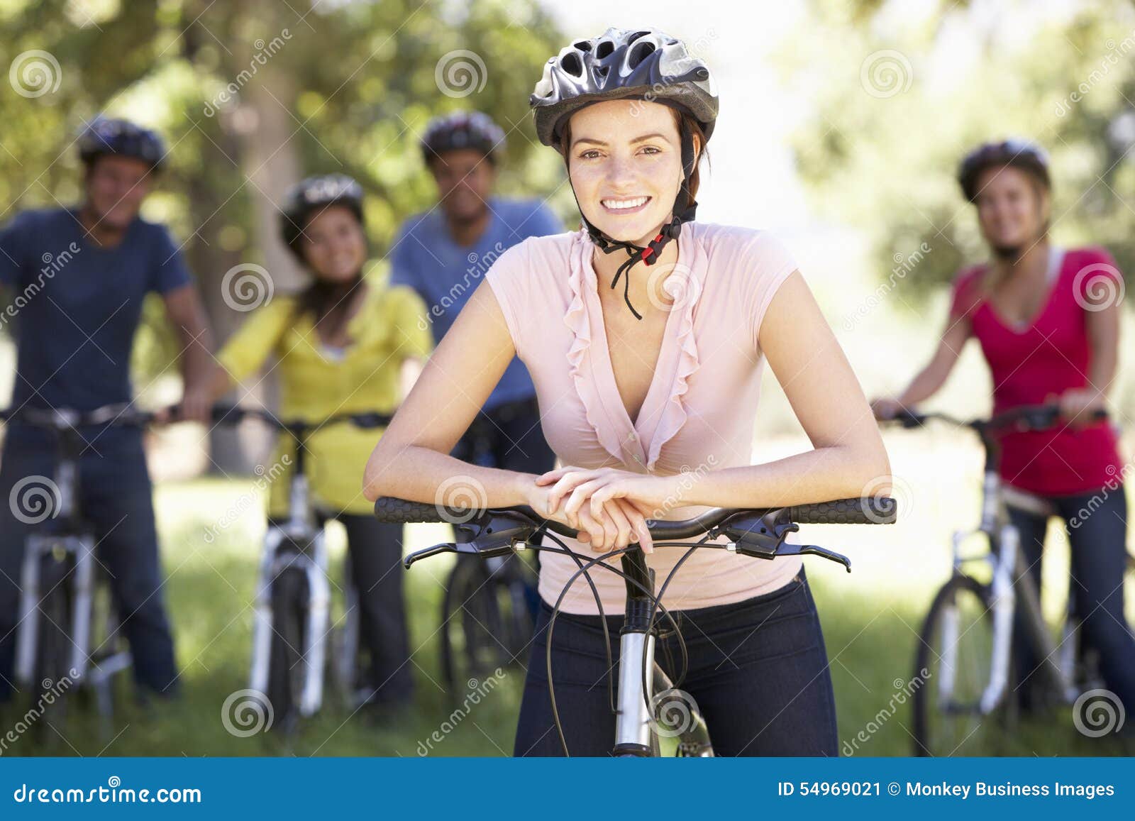 Group Of Young Friends On Cycle Ride In Countryside Stock Image - Image ...