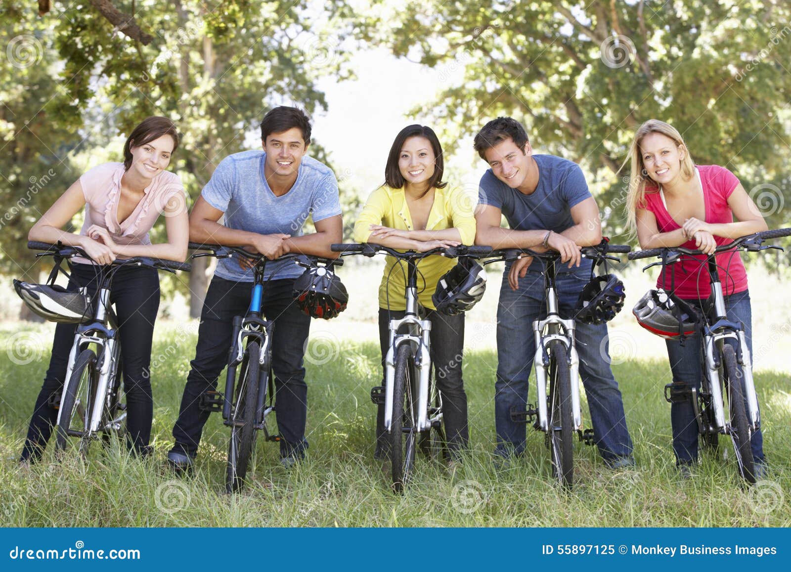 Group of Young Friends on Cycle Ride in Countryside Stock Image - Image ...