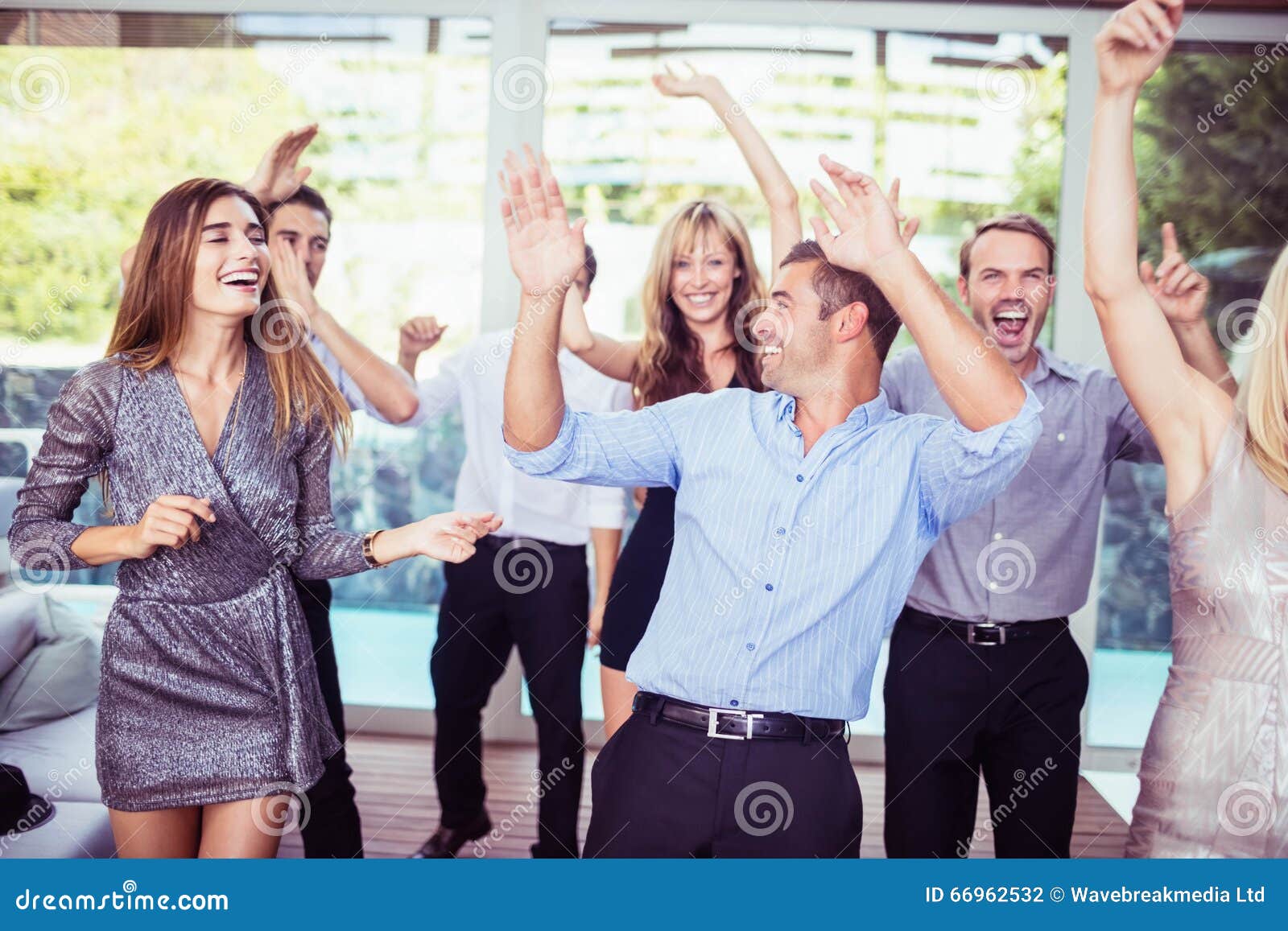 Group of Young Friends Dancing Stock Photo - Image of energetic ...