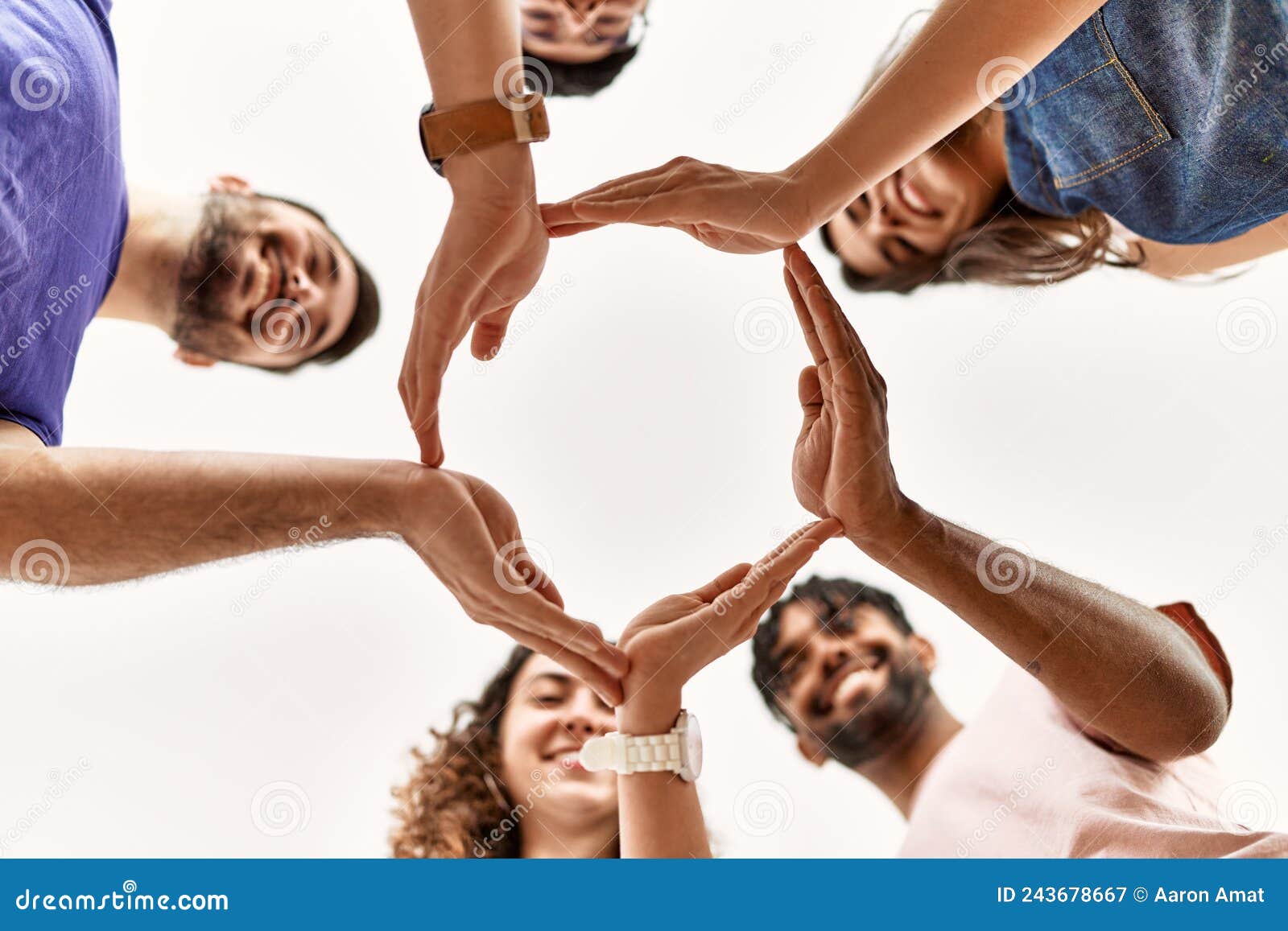 Group of Young Friends Doing Circle Symbol with Hands Together Stock ...