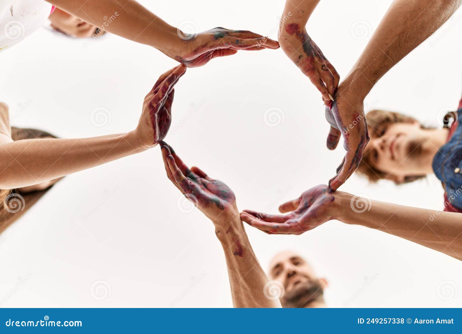 Group of Young Friends Doing Circle Symbol with Hands Together Stock ...