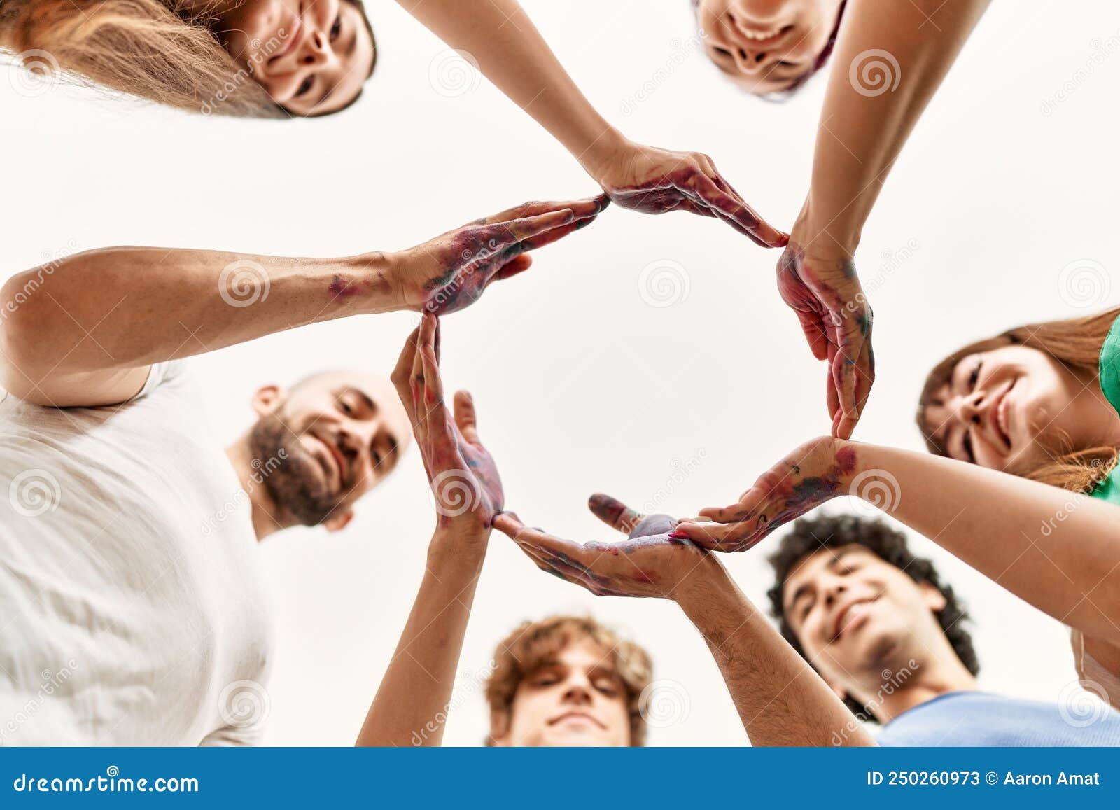 Group of Young Friends Doing Circle Symbol with Hands Together Stock ...