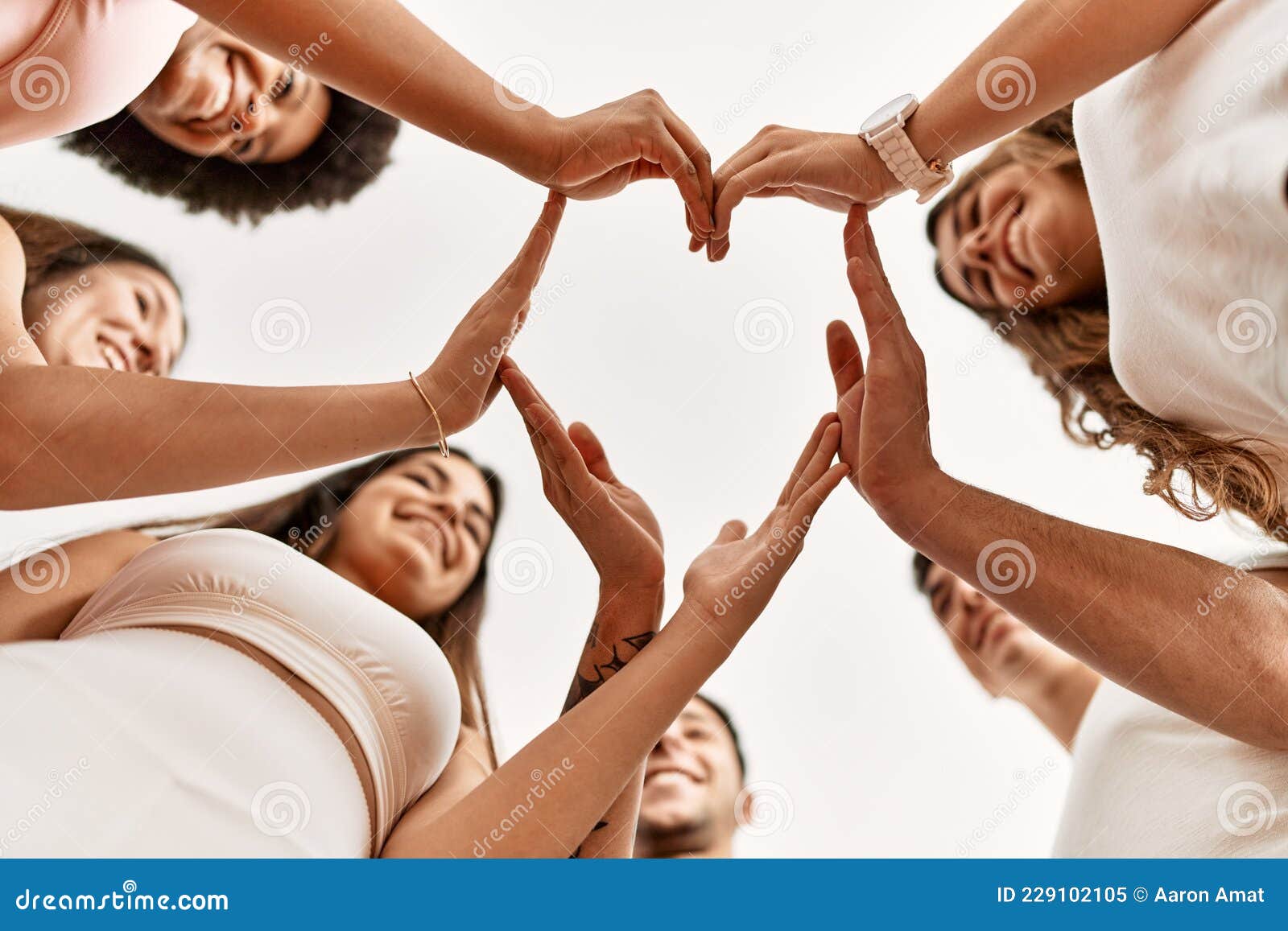 Group of Young Friends with Hands Together Doing Heart Symbol Stock ...
