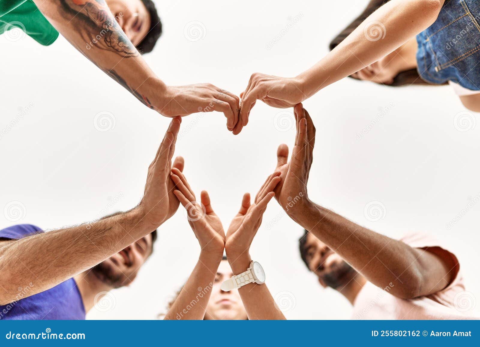 Group of Young Friends with Hands Together Doing Heart Symbol Stock ...