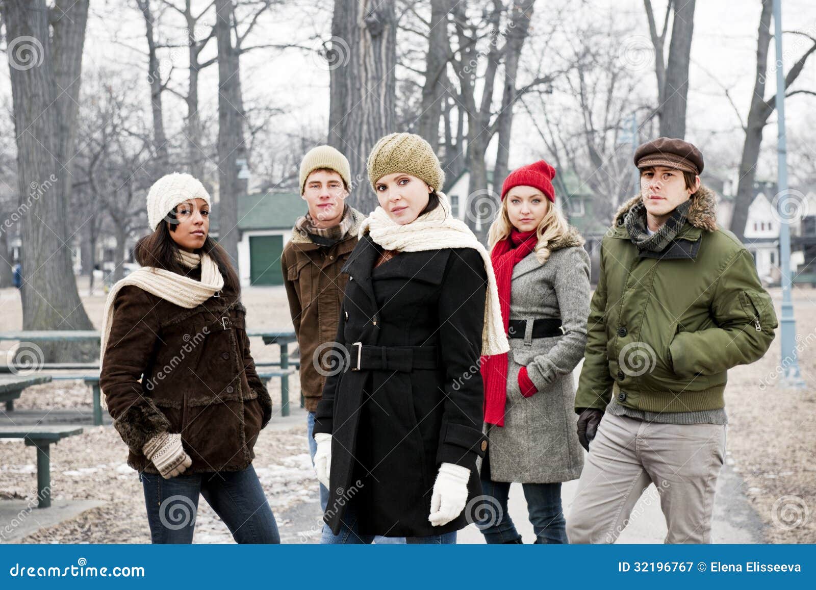 Group of Young Friends Outside in Winter Stock Image - Image of leisure ...