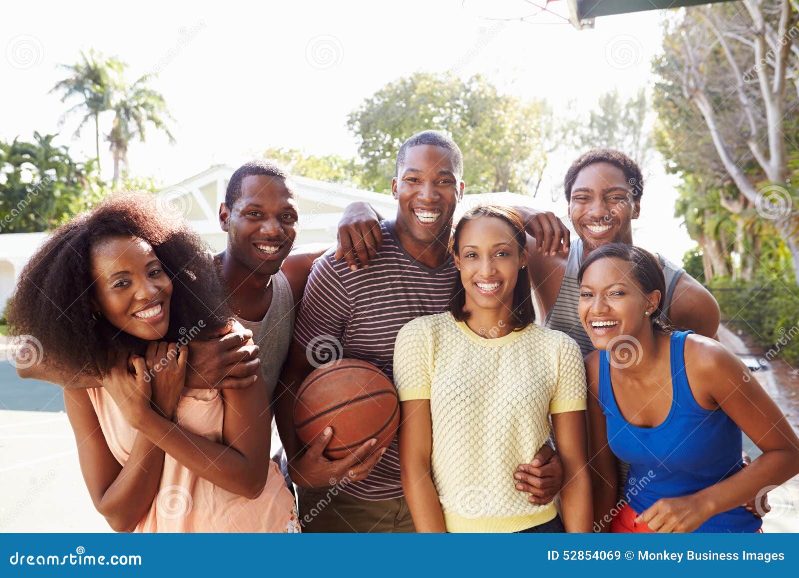 Group of Young Friends Playing Basketball Match Stock Image - Image of ...