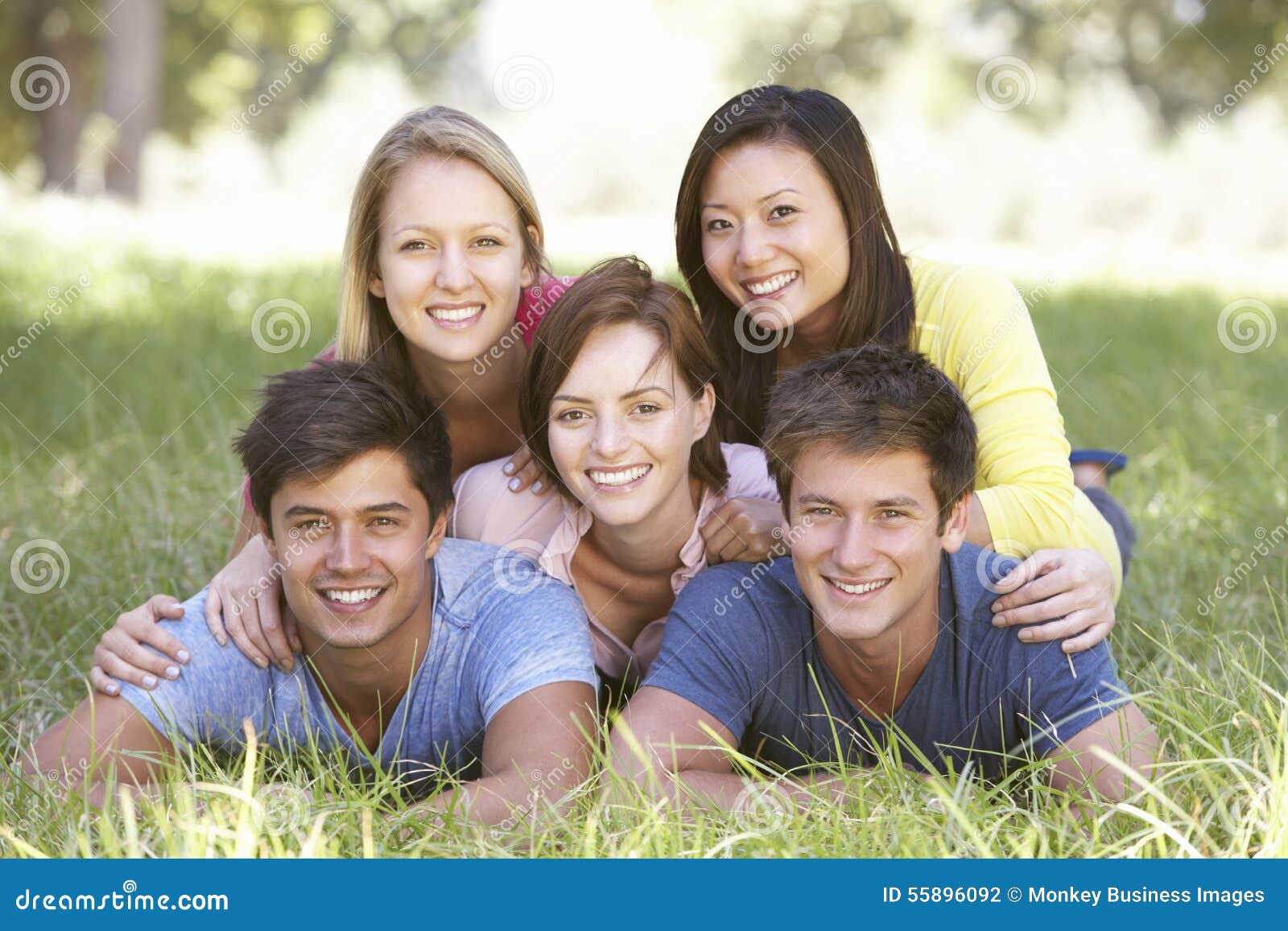 Group of Young Friends Relaxing in Countryside Stock Photo - Image of ...