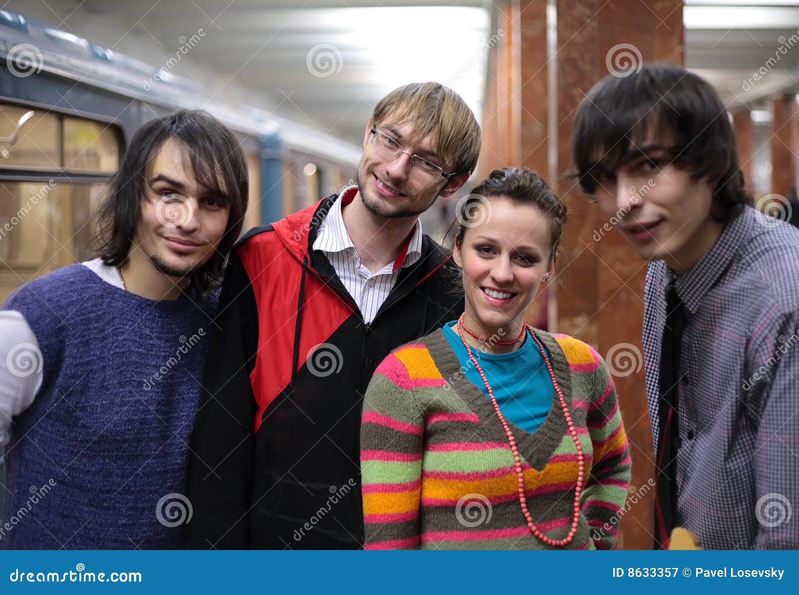 Group of Young Friends on Subway Stock Image - Image of metro, male ...